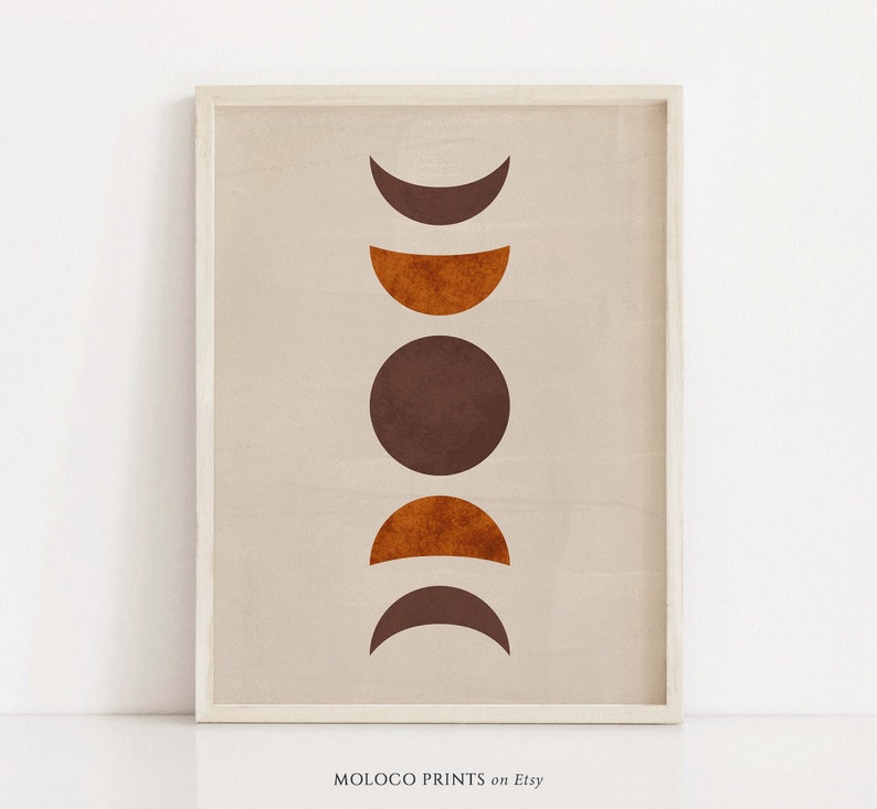 Abstract Boho Moon Phases Geometric Printable Wall Art - Etsy