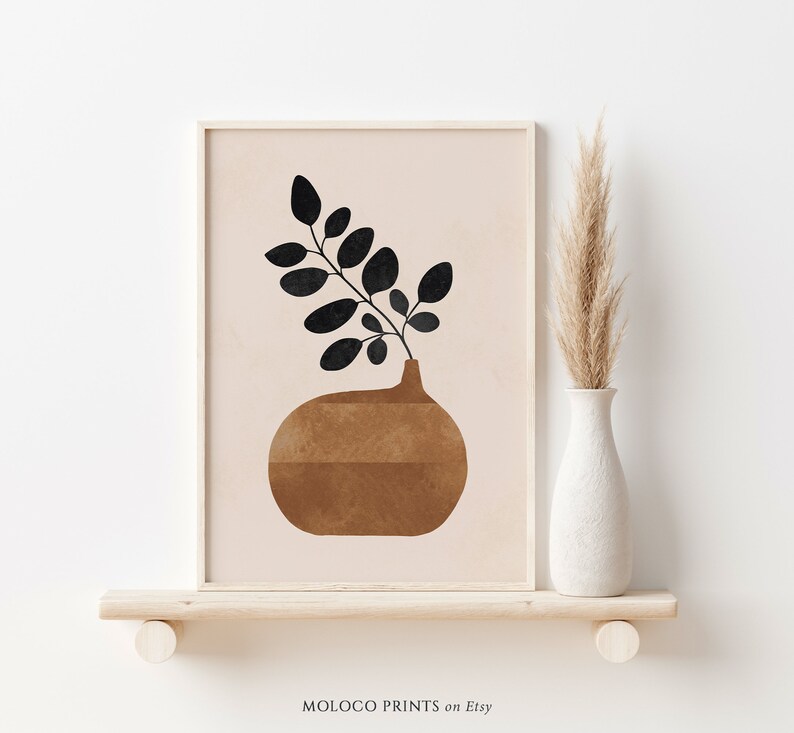 Abstract Boho Pot Plant Printable Wall Art Instant Digital - Etsy