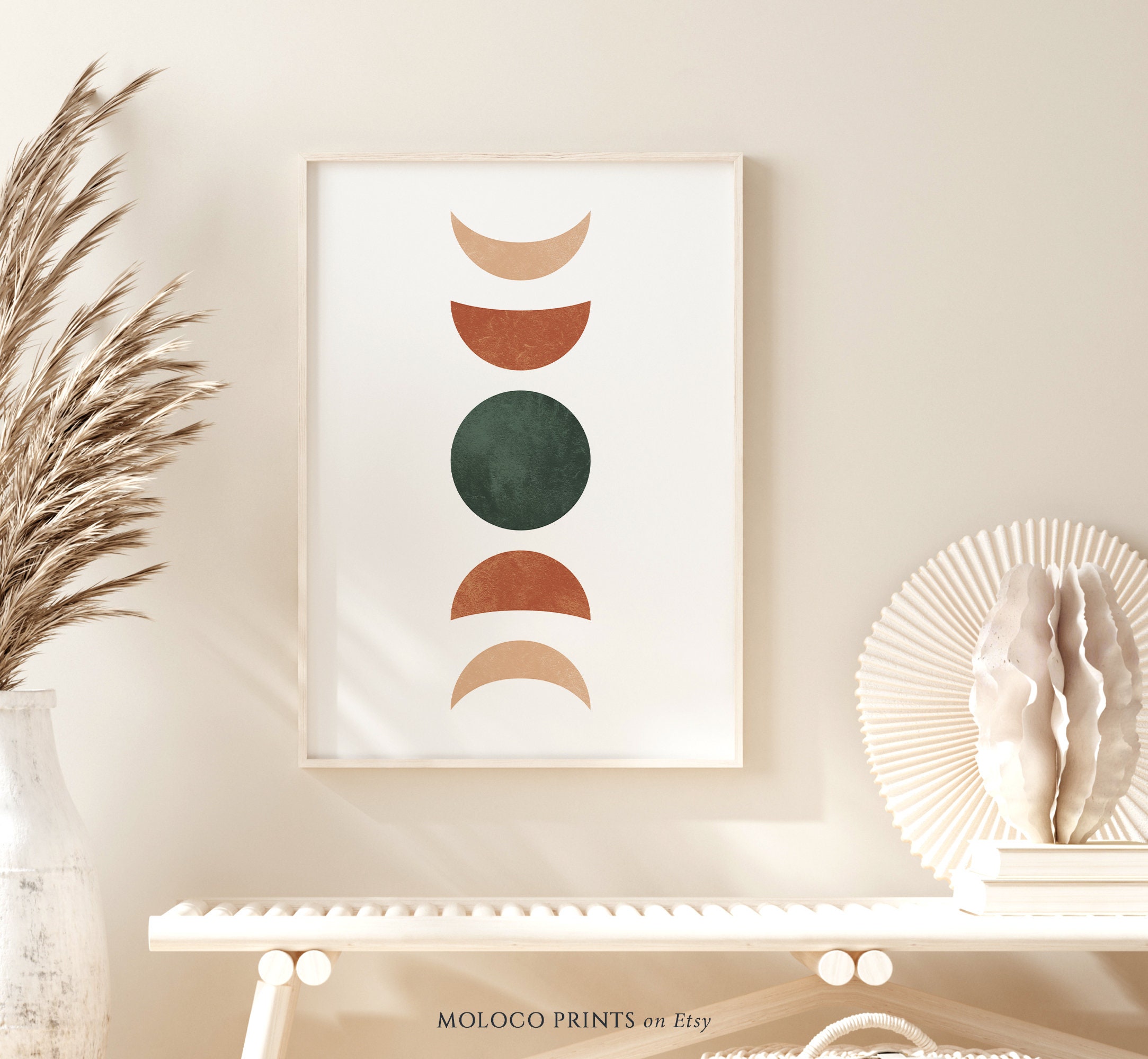 Abstract Moon Phases Geometric Printable Wall Art Neutral | Etsy
