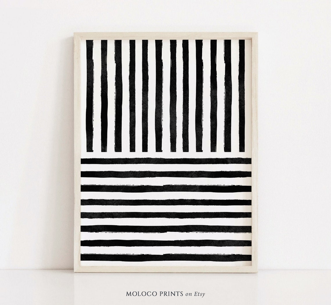 Black and White Stripes Geometric Printable Digital Download | Etsy