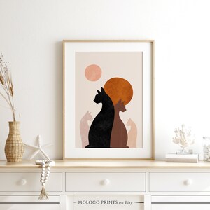 Abstract Boho Cats Print, Printable Wall Art, Nursery Cat Decor ...