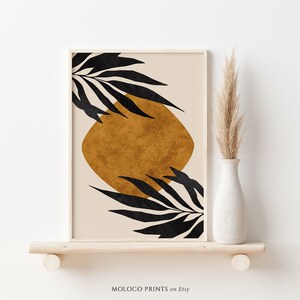 Abstract Leaf Boho Art Print, Printable Wall Art, Neutral Boho Decor ...