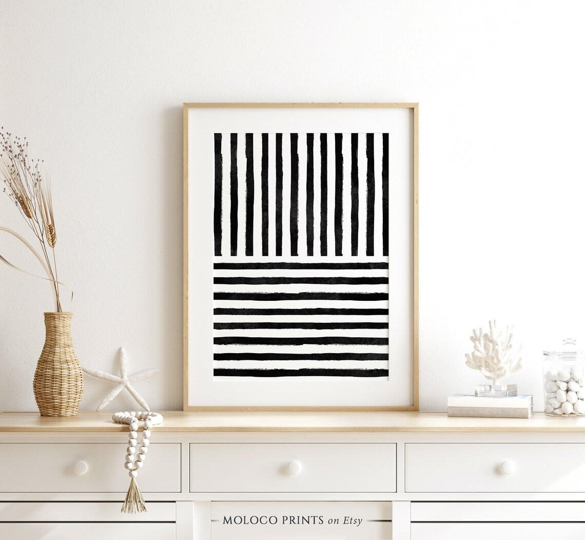 Black And White Stripes Geometric Printable Digital Download | Etsy