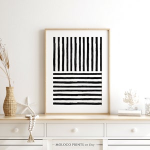 Black and White Stripes Geometric Printable Digital Download Neutral ...