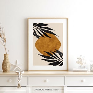 Abstract Leaf Boho Art Print, Printable Wall Art, Neutral Boho Decor ...