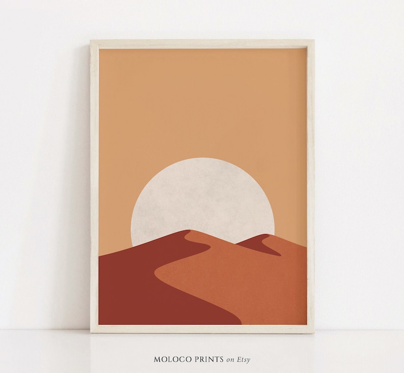 Abstract Desert Print Neutral Wall Sun Art Warm Color Mid | Etsy