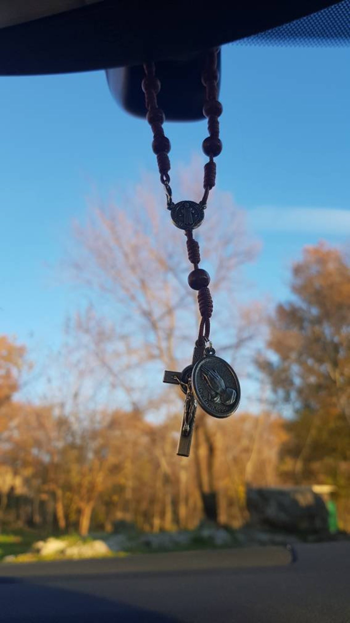 Auto rosary Car Wooden Benedict rosary Car Rosary Car | Etsy