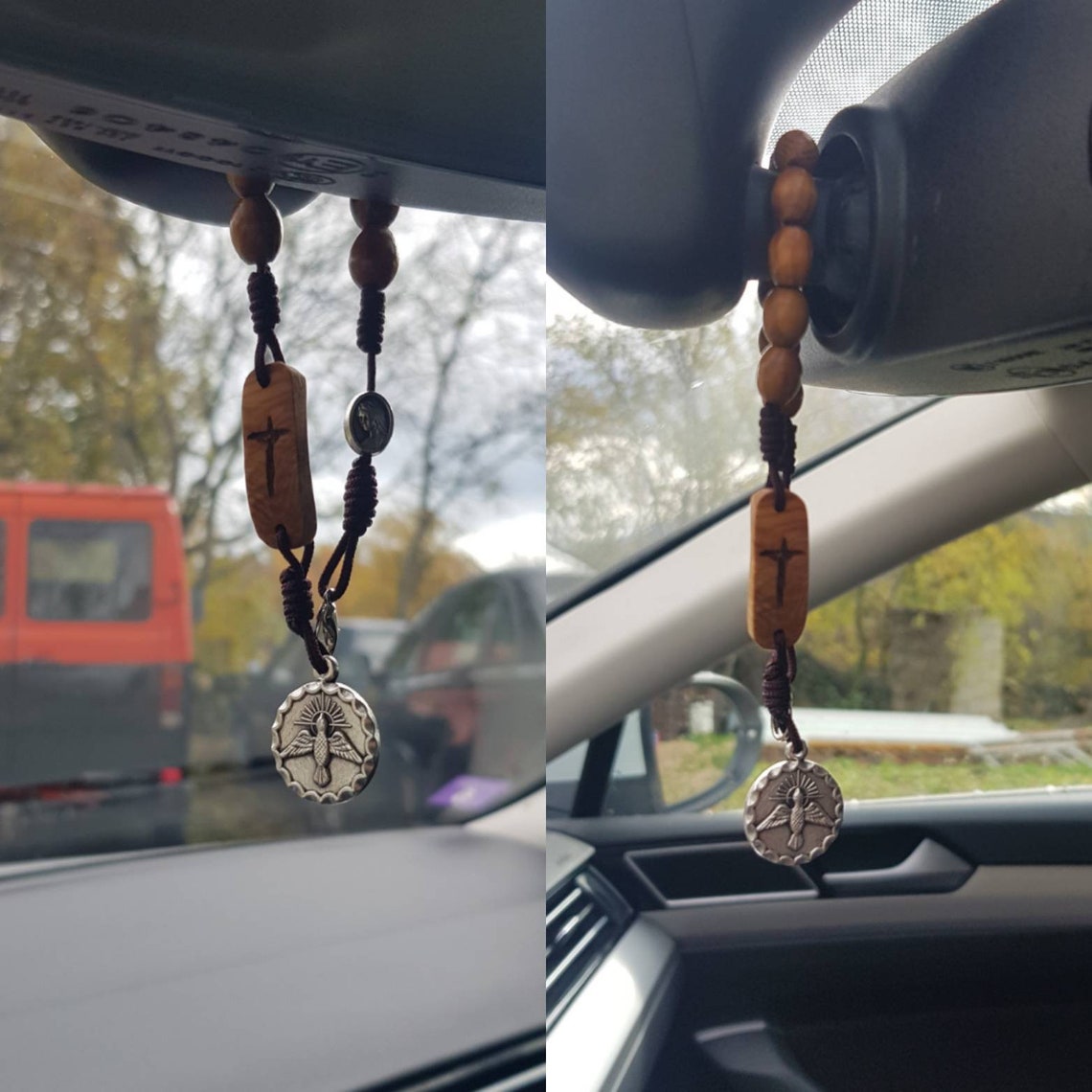 Handmade Auto Rosary, Holy Spirit Medal on Car Rosary, Mens Pocket ...