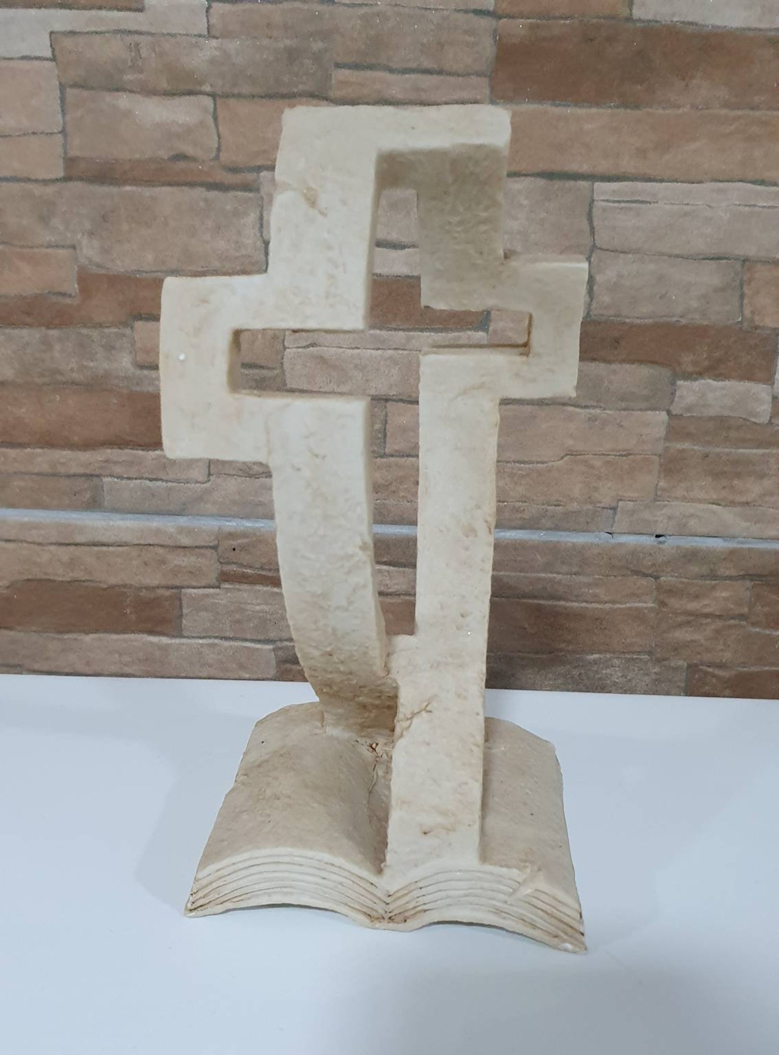Jesus Cross Fish Statue, Christian Art Figure Jesus Who Ever Believes ...