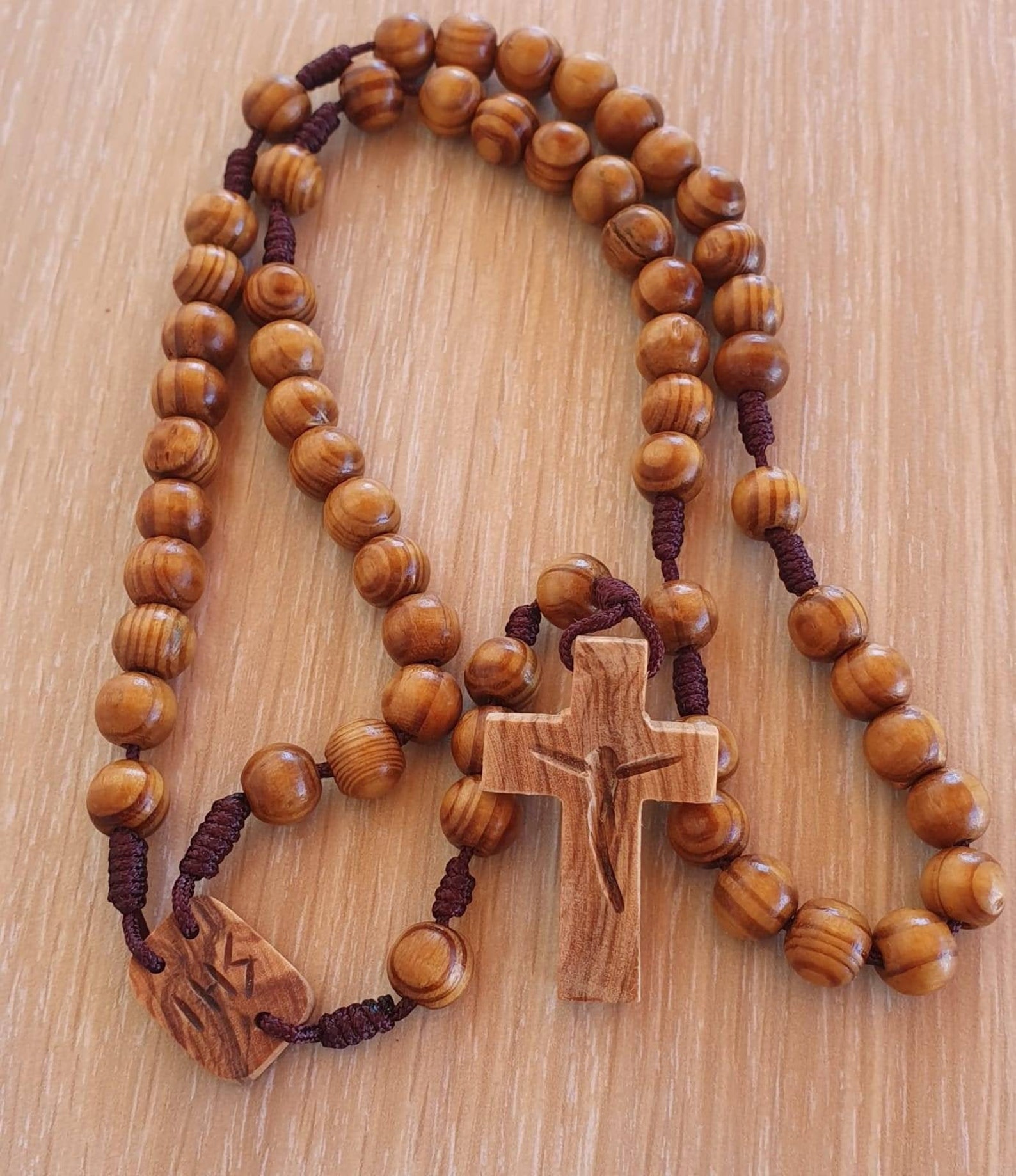 Hancrafted Wooden Rosary, Olive Rosary, Olive Wood Strong Corded Rosary ...