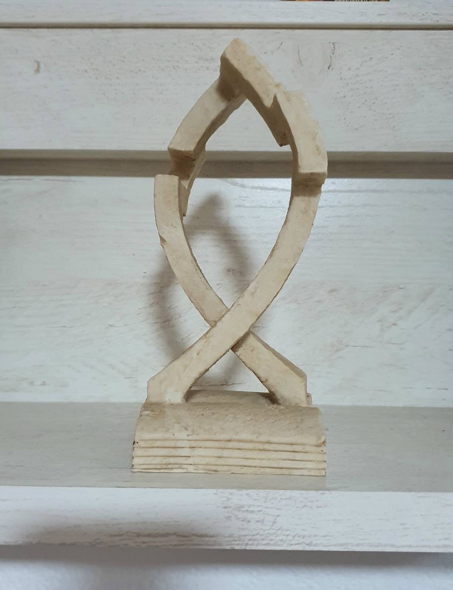 Jesus Cross Fish Statue, Christian Art Figure Jesus Who Ever Believes ...