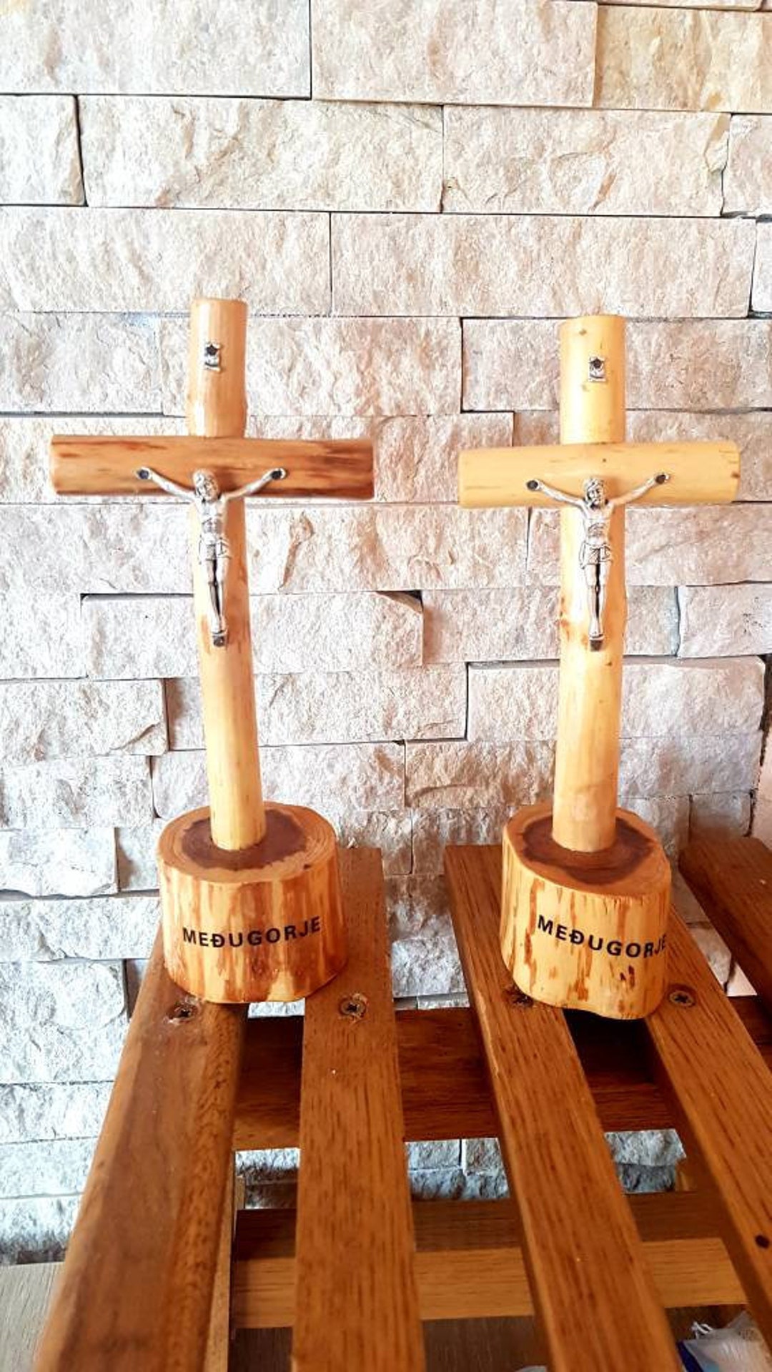 Wooden Table Cross 8.5" Unique Cross Handmade Medjugorje Handmade Cross ...