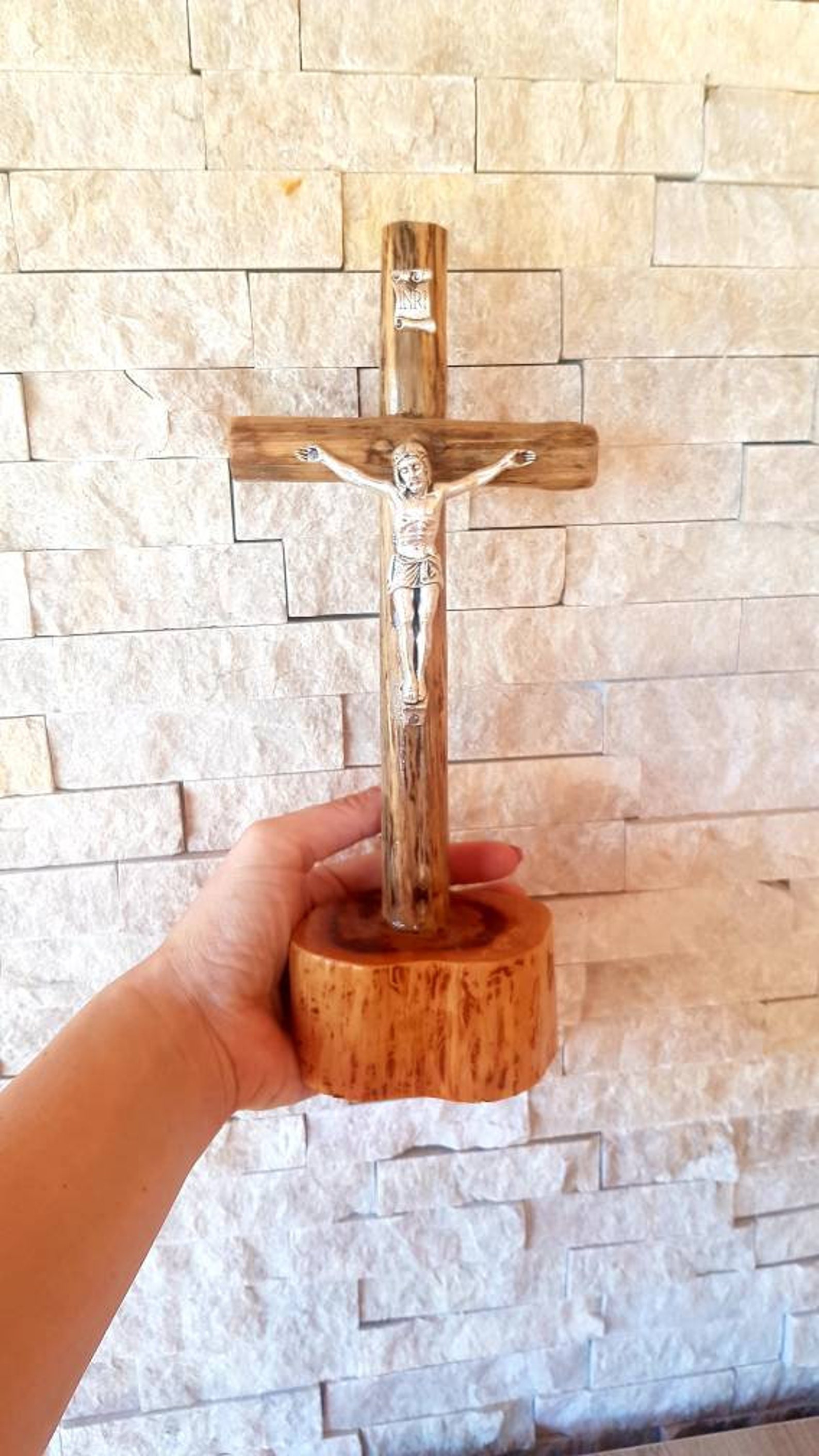 Standing Wood Cross, Table Altar Cross Home Decor Standing Cross With ...