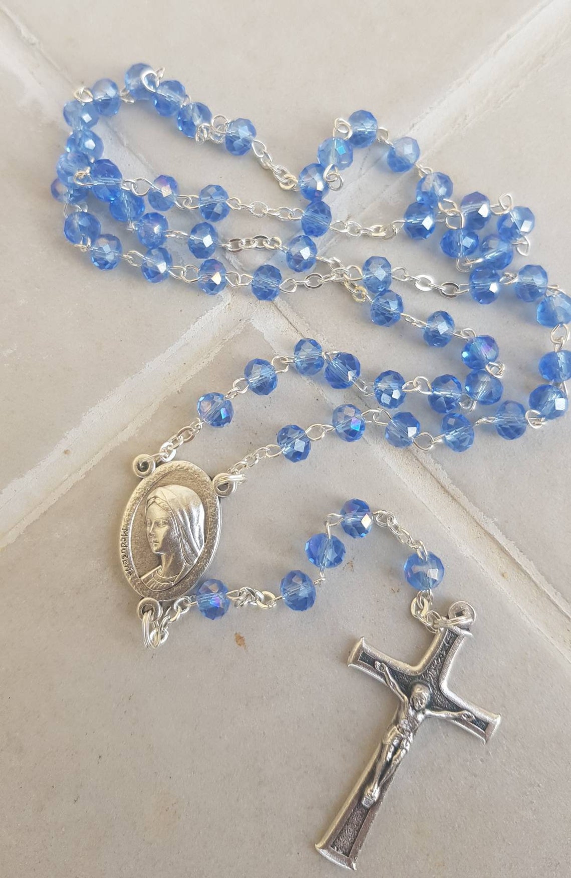 Blue Rosary Crystal Rosary Catholic Rosary Medjugorje | Etsy