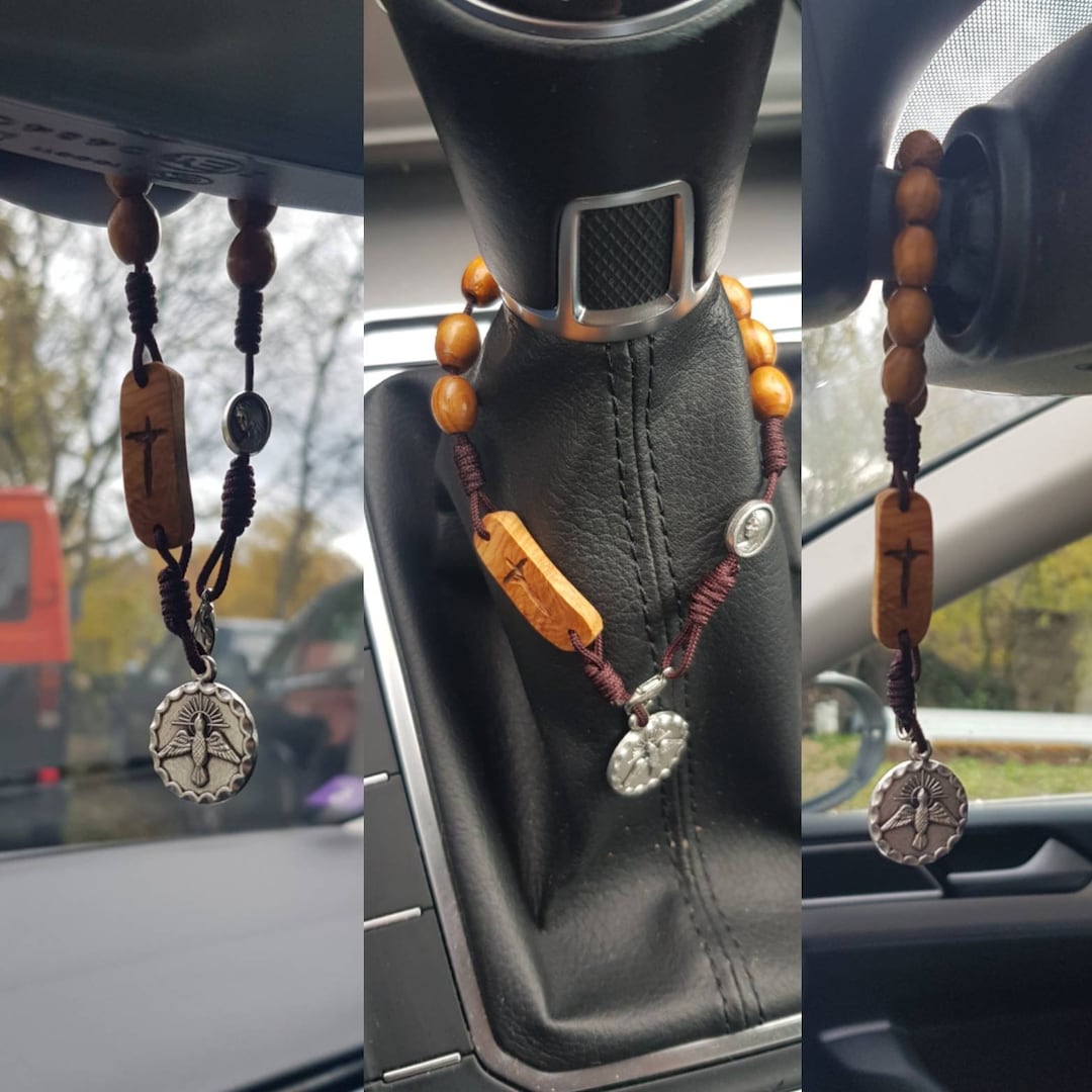 Handmade Auto Rosary, Holy Spirit Medal on Car Rosary, Mens Pocket ...