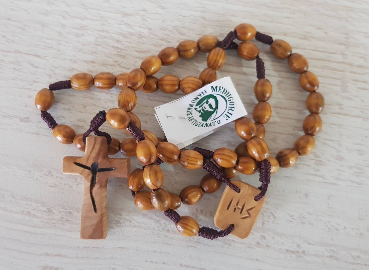 Wooden Handmade Rosary, Olive Wood Rosary Strong Corded, Bigger Beads ...
