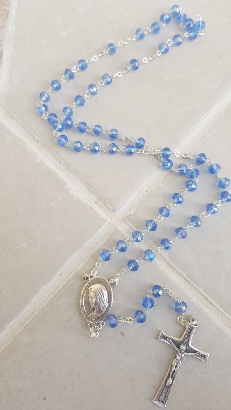 Blue Rosary Crystal Rosary Catholic Rosary Medjugorje - Etsy