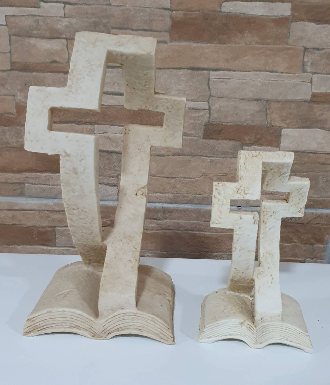 Jesus Cross Fish Statue, Christian Art Figure Jesus Who Ever Believes ...