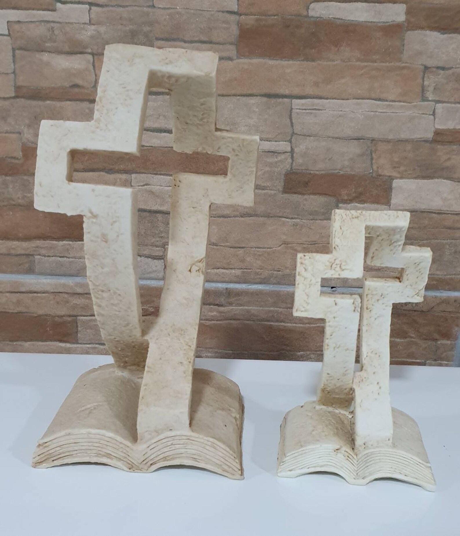 Jesus Cross Fish Statue, Christian Art Figure Jesus Who Ever Believes ...