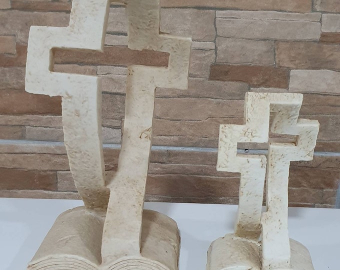 Jesus Cross Fish Statue, Christian Art Figure Jesus Who Ever Believes ...