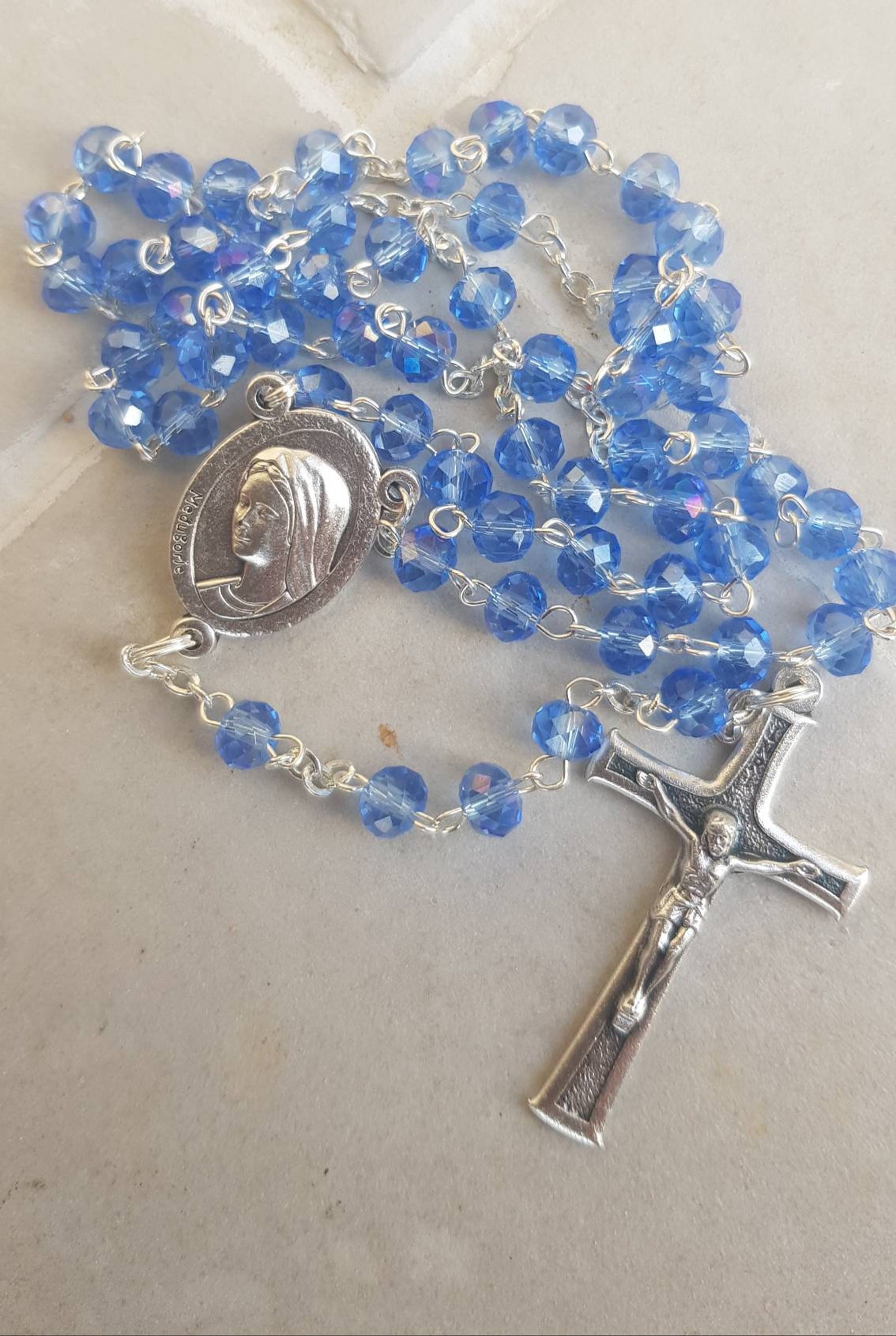 Blue Rosary Crystal Rosary Catholic Rosary Medjugorje - Etsy