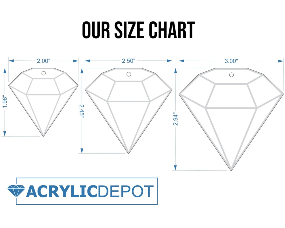 DIAMOND Shaped Clear Acrylic Blanks, Cutouts, W/ Diamond Accent Lines ...