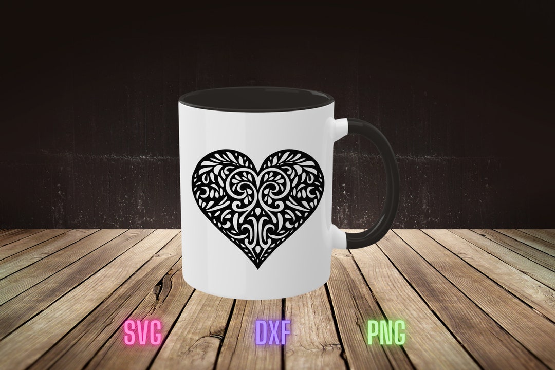 Heart Border Mug Press Svg, Valentine's Day Mug Press, Mug Press Svg ...