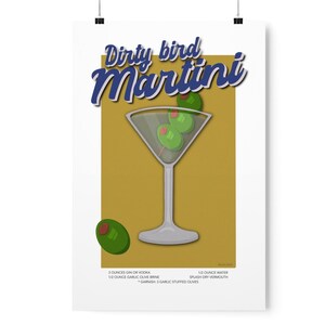Dirty Bird Martini Recipe Illustration Art Print - 12 X 18 | Classic ...