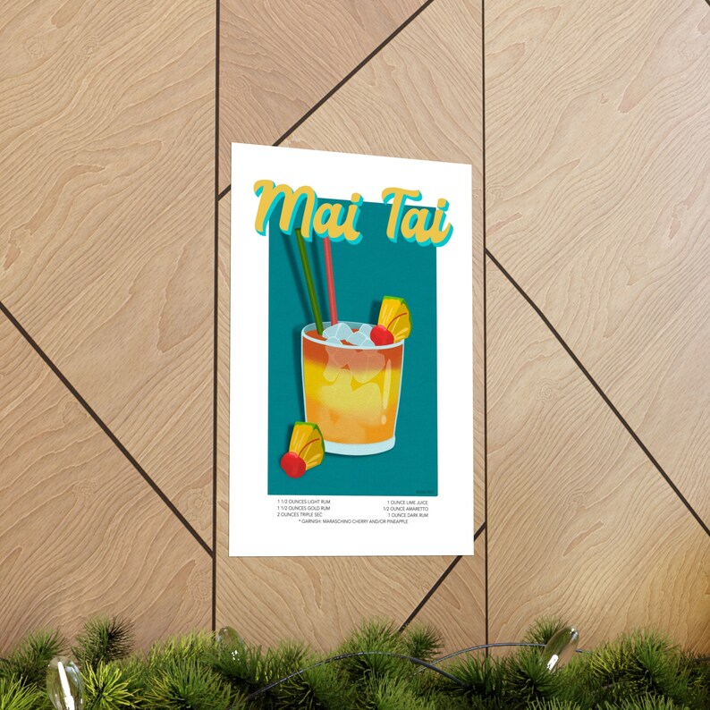 Premium Matte Mai Tai Art Print - 12 X 18 | Tropical Cocktail Recipe ...