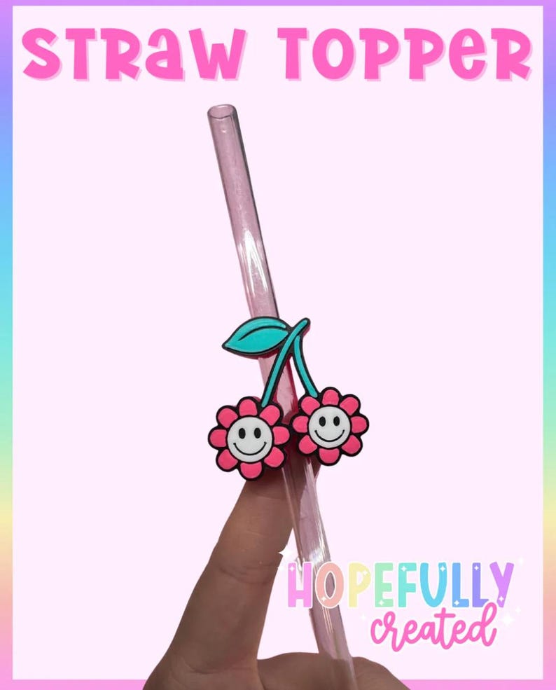 Smiley Flower Straw Topper - Etsy