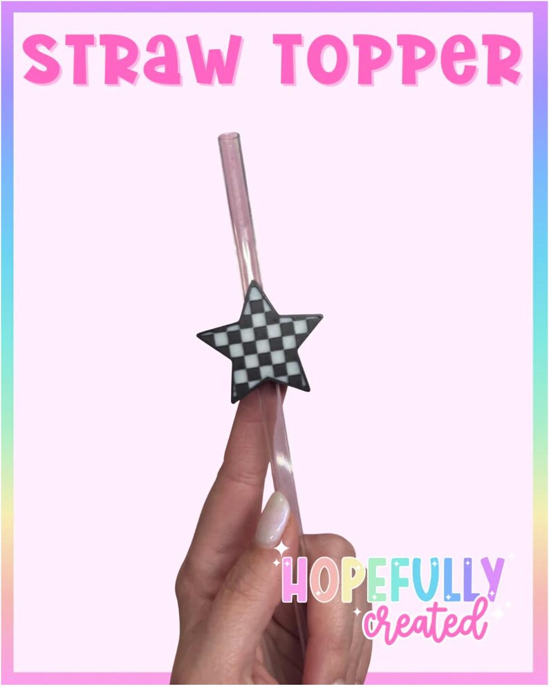Checker Star Straw Topper - Etsy