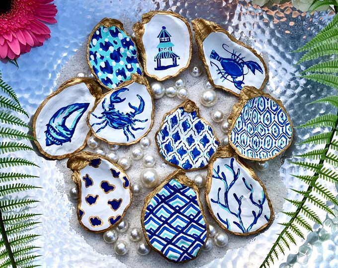 Customizable Hand Painted Oyster Shell - Etsy