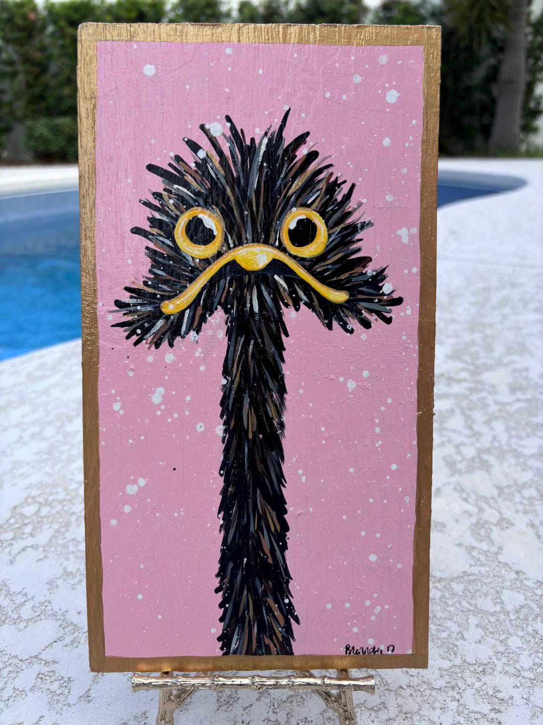 Hand Painted Emu Painting on Wood - Pink 1 - Etsy