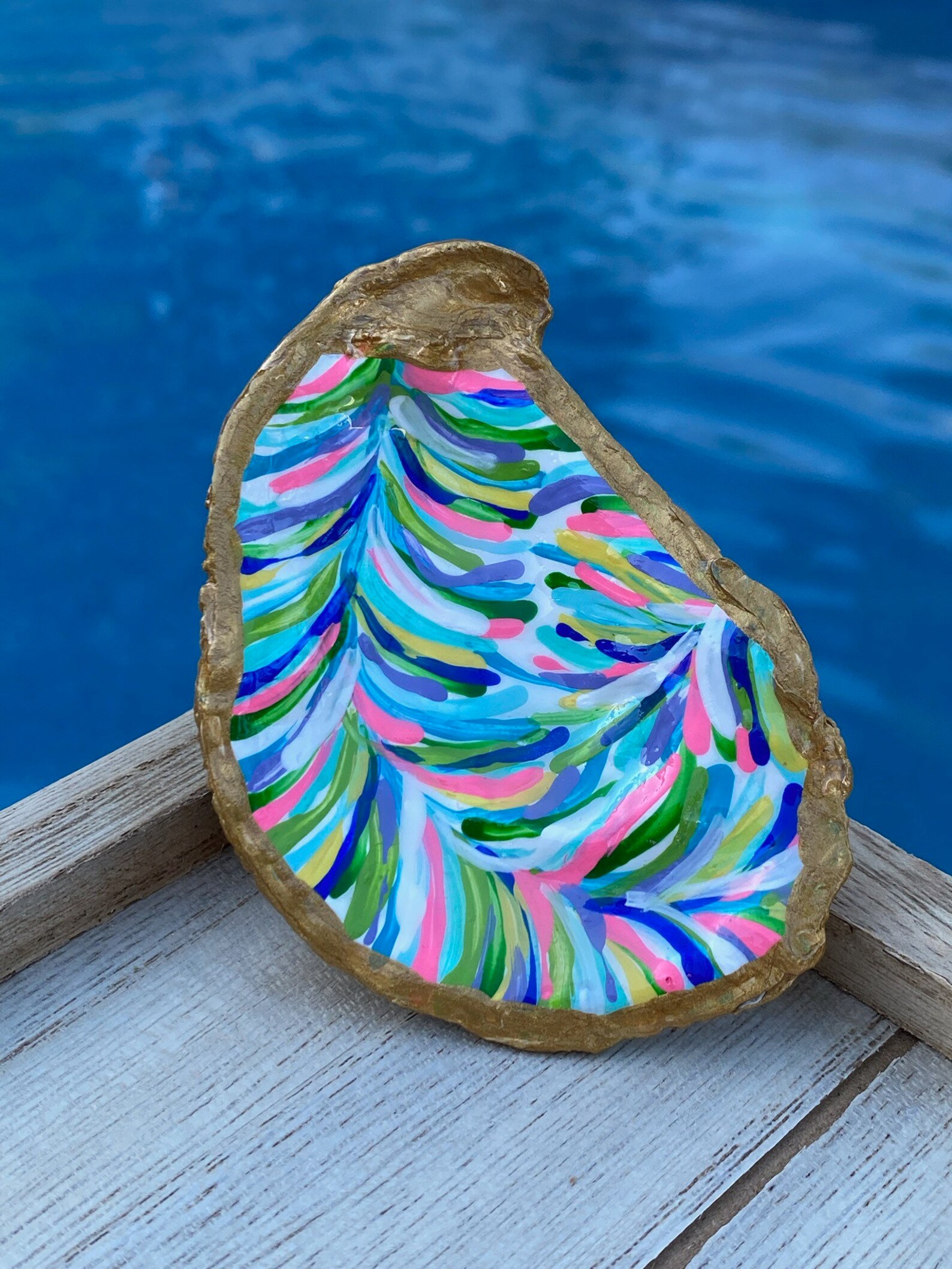 Colorful Hand Painted Oyster Shell - Etsy