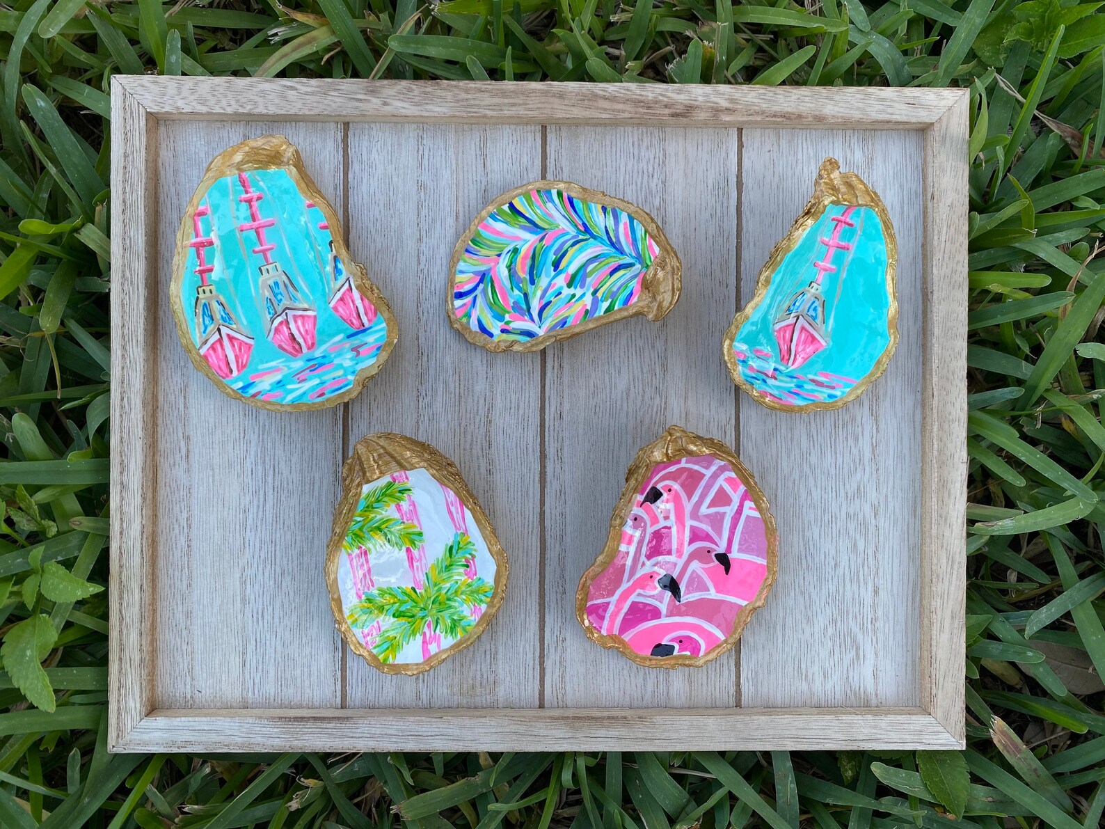 Colorful Hand Painted Oyster Shell - Etsy