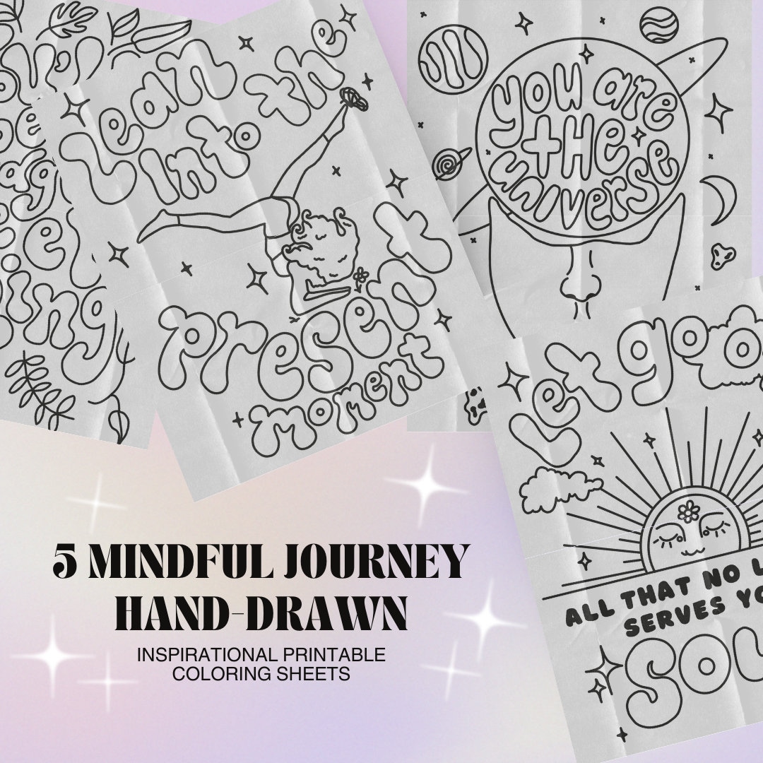 Printable Mindful Journey Inspirational | 5 Printable Coloring Prints ...