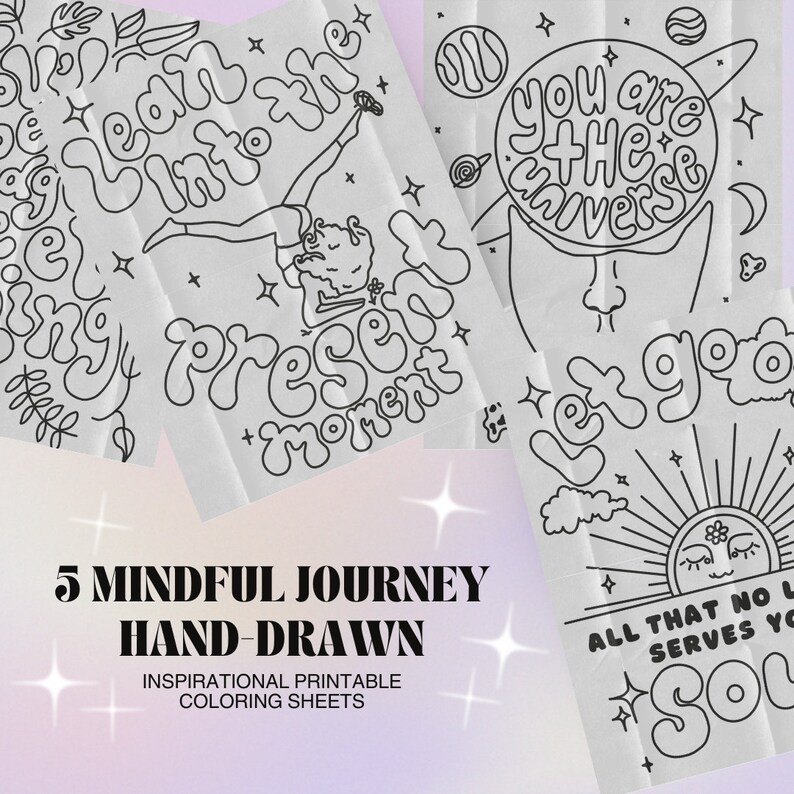Printable Mindful Journey Inspirational | 5 Printable Coloring Prints ...