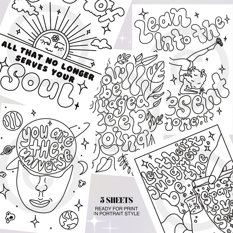Printable Mindful Journey Inspirational | 5 Printable Coloring Prints ...