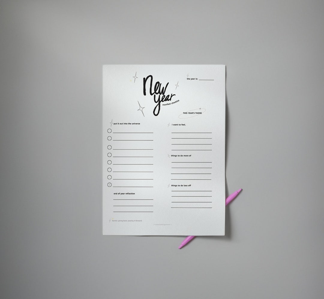Digital New Year Manifestation Checklist - Printable Sheet for Vision ...