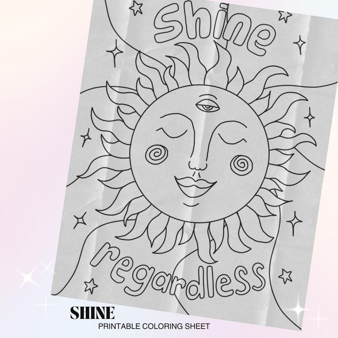 Printable Shine Coloring Sheet, Adult Coloring Pages, Coloring Prints ...