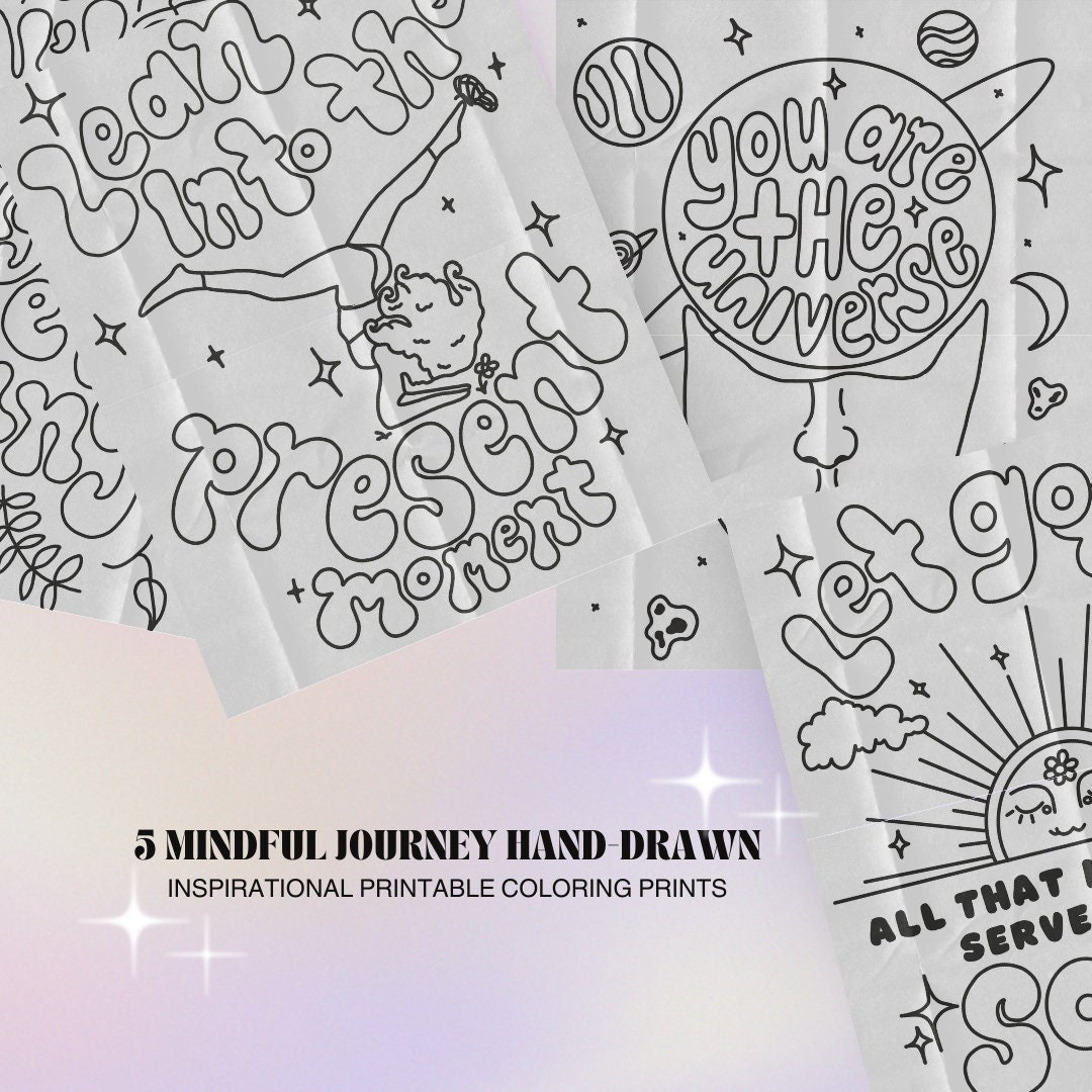 Printable Mindful Journey Inspirational 5 Printable Coloring Prints ...