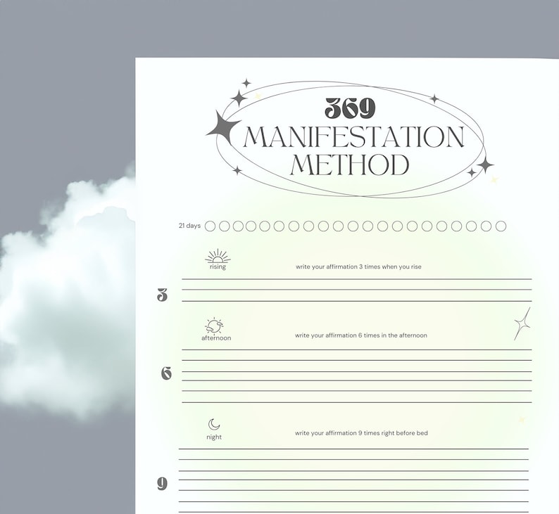 Digital Aura 369 Manifestation Journal Sheet - Goodnotes Planner Sheet ...