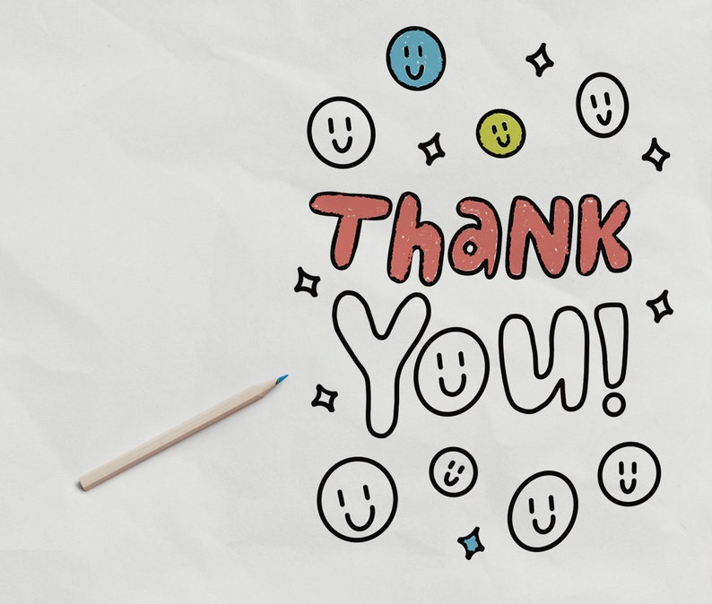 Printable Smiley Thank You Coloring Card - Greeting Card, DIY, Color-at ...