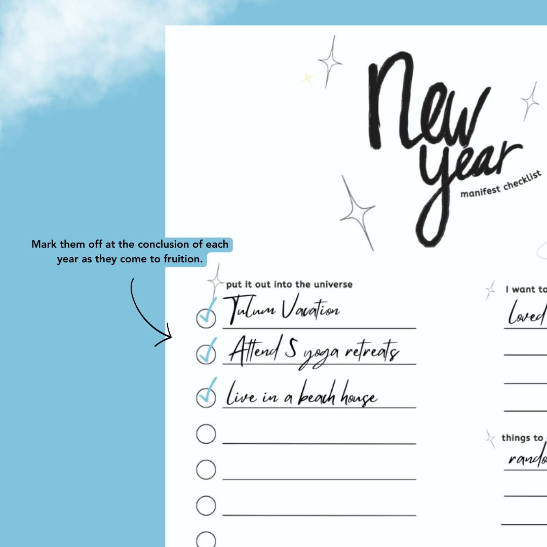 Digital New Year Manifestation Checklist - Printable Sheet for Vision ...