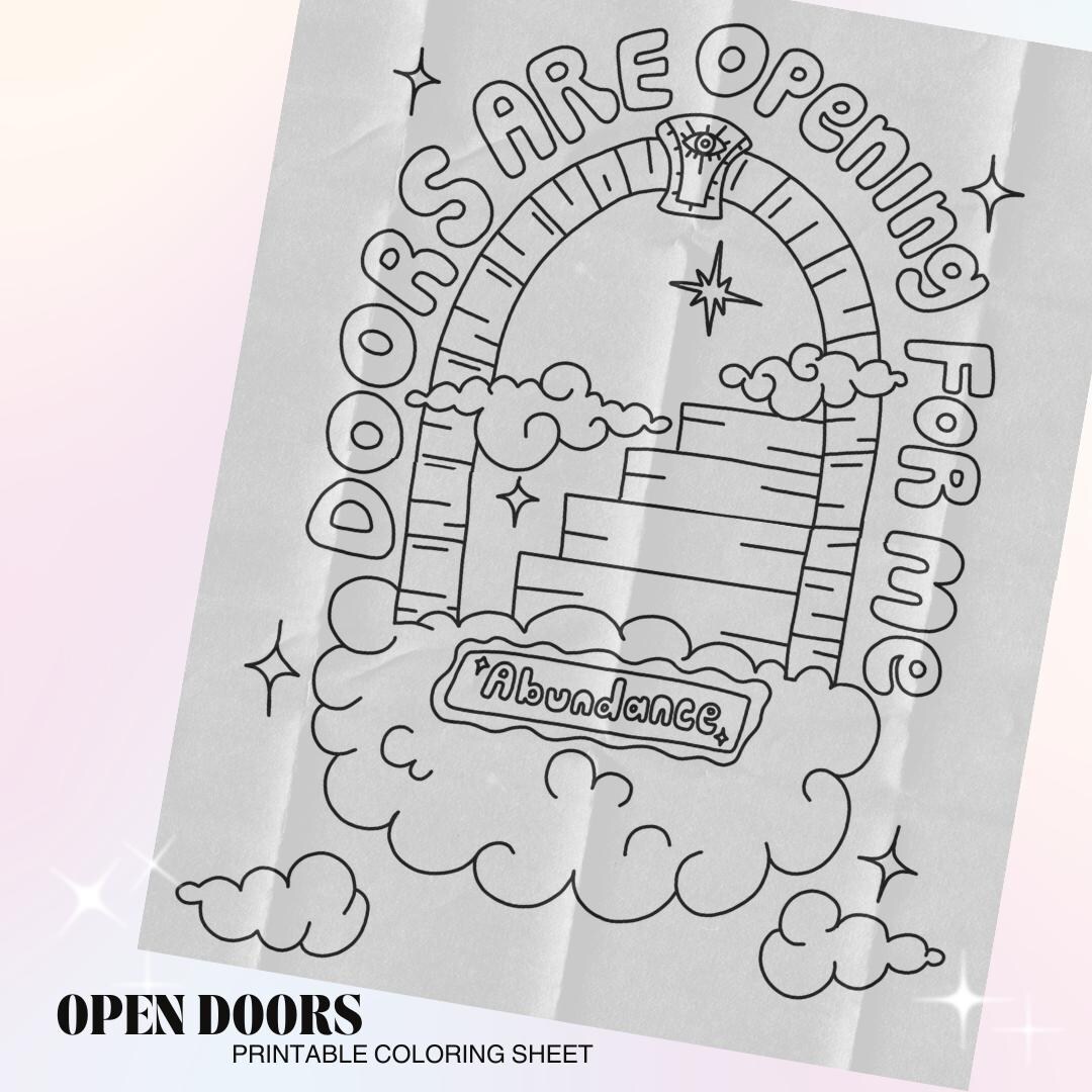 Printable Open Doors Coloring Sheet, Adult Coloring Pages, Coloring ...