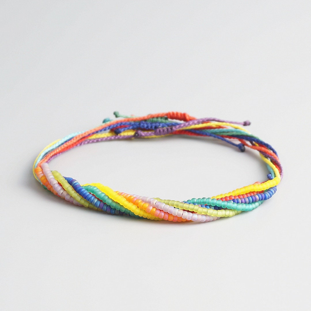 7 Pack Multi Color Beaded Bracelets or Anklets Seed Bead - Etsy