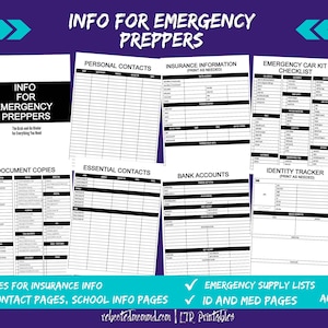 Survival Information Worksheets| Survival \ Emergency Checklists ...