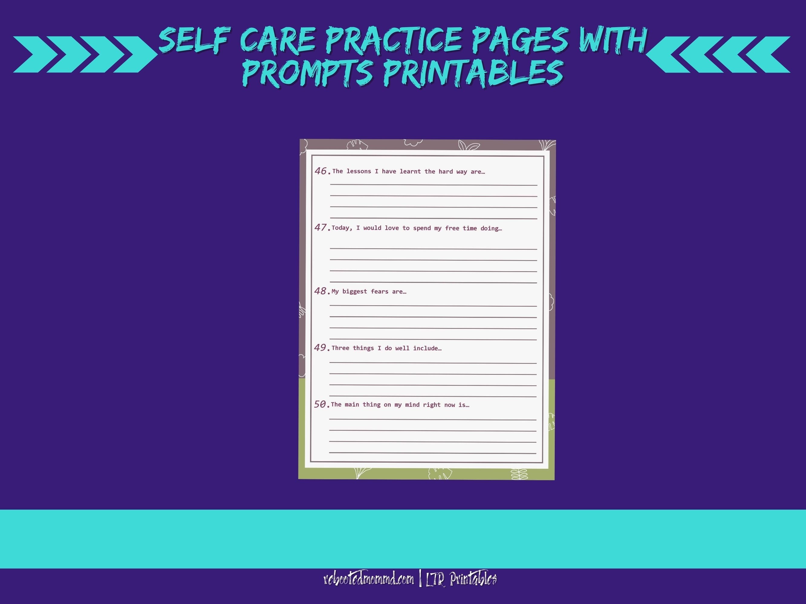 Self Care Worksheets With Prompts Self Care Printables - Etsy