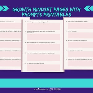 Growth Mindset Worksheets With Prompts | Growth Mindset Printables ...