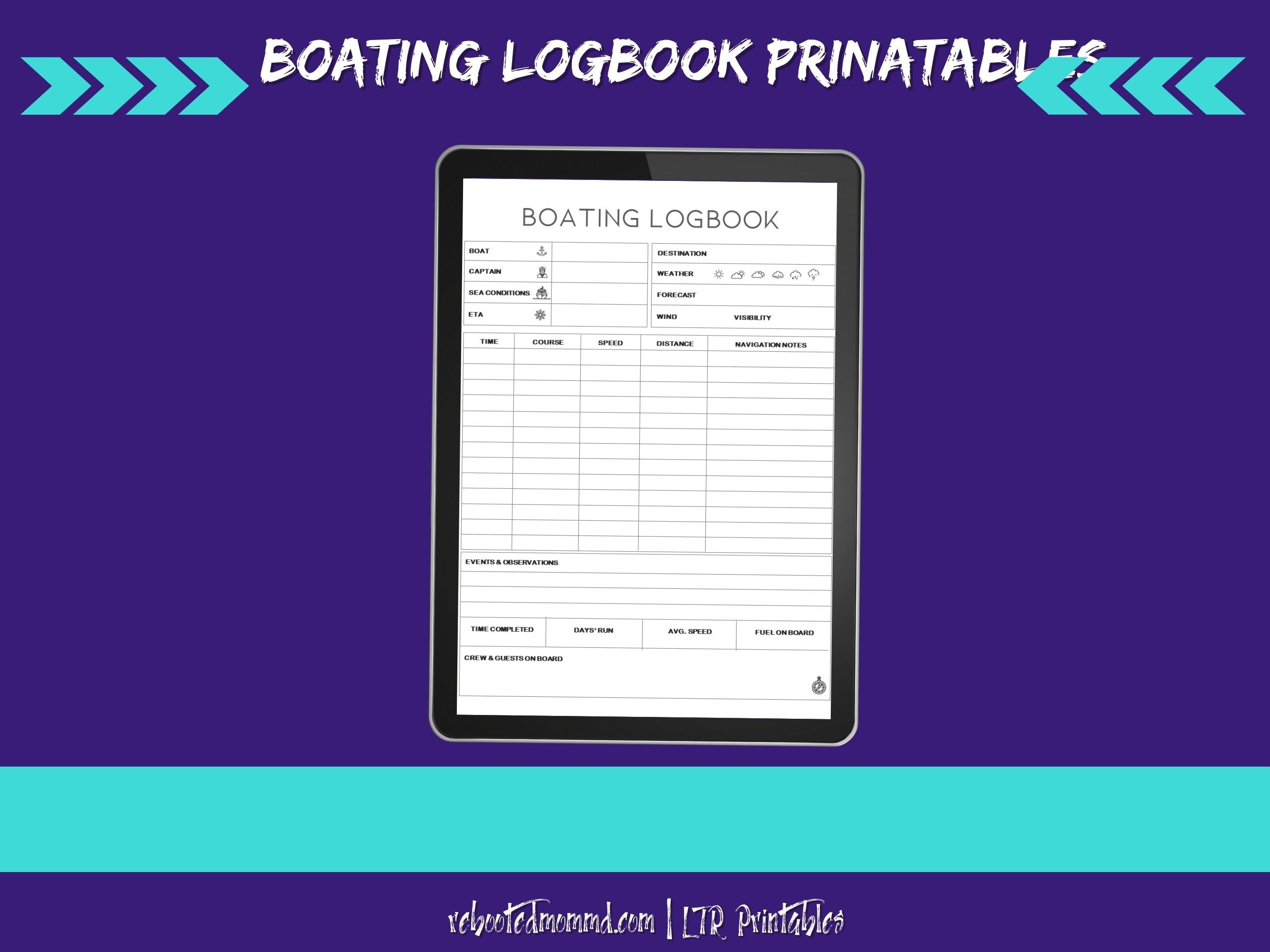Boating Logbook Printables | Boating Journal | Boating Diary | Boating ...